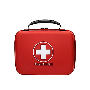 Compact First Aid Kit (228pcs) Designed for Family Emergency Care. Waterproof EVA Case and Bag is Ideal for The Car, Home, Boat, School, Camping, Hiking, Office, Sports. Protect Your Loved Ones. Red