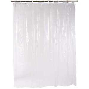 Amazon Basics Clear Vinyl Shower Curtain Liner, Heavyweight Liner with Rust-proof Metal Grommets and Plastic Shower Hooks - 72 x 72 Inches, Clear