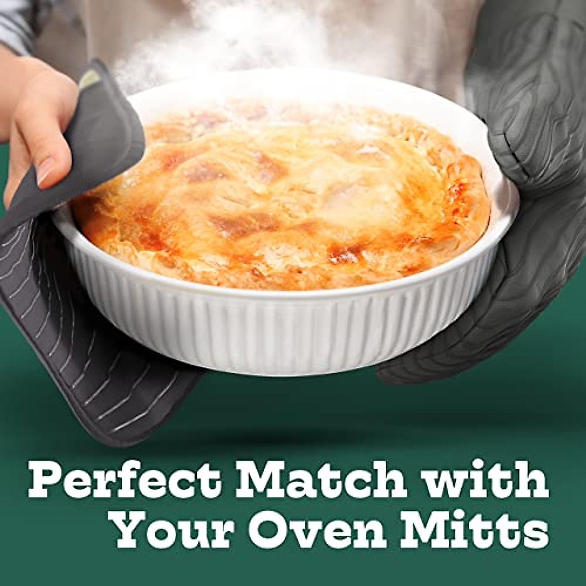 Big Red House Pot Holders for Kitchen Heat Resistant, Set of 2, Silicone Pot Holders for Kitchen and Baking, Gray