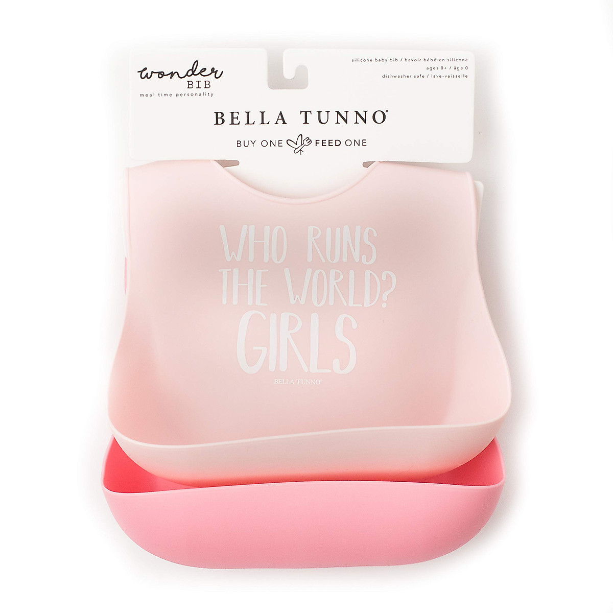 Bella Tunno Wonder Bib 2pk - Adjustable Silicone Baby Bibs for Girls & Boys, Durable and Waterproof BPA Free Silicone, Run The World & Hello Gorgeous