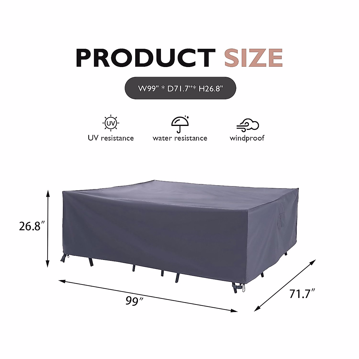 Yoneesn Garden Furniture Covers, Patio Furniture Waterproof Cover with Air Vent , 600D Outdoor Sofa Cover for outside Rectangle/Rectangular Table and Chair Set, rattan furniture set