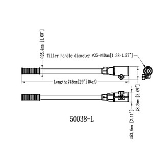 Pactrade Marine Boat Tiller Handle Extension Ergonomic Grip Anodized Aluminum Tubing Suitable for Outboard and Hand-Operated Universal Trolling Motor (Fixed Length 29")