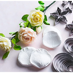 23 Pieces Rose Petal Leaf Veiner Cutter Mold Stainless Steel Cookie Cutter Molds Rose Flower Fondant Mould for Wedding,Birthday Cake Decorating Kitchen Tool