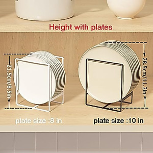 Hikinlichi 2 Large 1 Small Plate Holders Organizers Upright Cabinet Dish Drying Racks Metal Plate Dish Organizers Racks Stands for Countertop and Cupboard 7.87in. x 6.29in. x 4.52in. Black