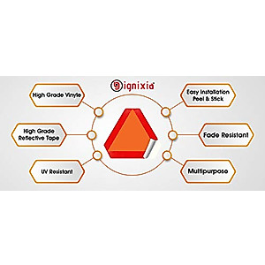 IGNIXIA (Pack of 02) Slow Moving Vehicle Sign, PVC Vinyl Decal Slow Moving Vehicle Triangle Sticker, 14”x 16” Inches Orange base with Reflective border, UTV, safety Triangle signs