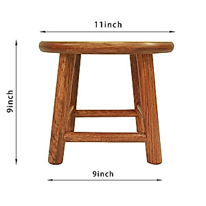 CONSDAN Kids Stool, Milking Stool, USA Grown Oak, Plant Stand, Handcrafted Solid Wood Stool, 9" Low Stool, Round Step Stool, Wooden Stool for Kids, Small Short Stool, Shoe Changing Stool(Chocolate)