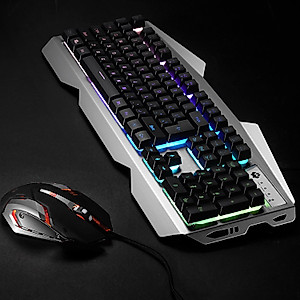 PAWHITS RGB Backlit Gaming Keyboard and Mouse Combo USB Wired Membrane Keyboard Slight Flaw