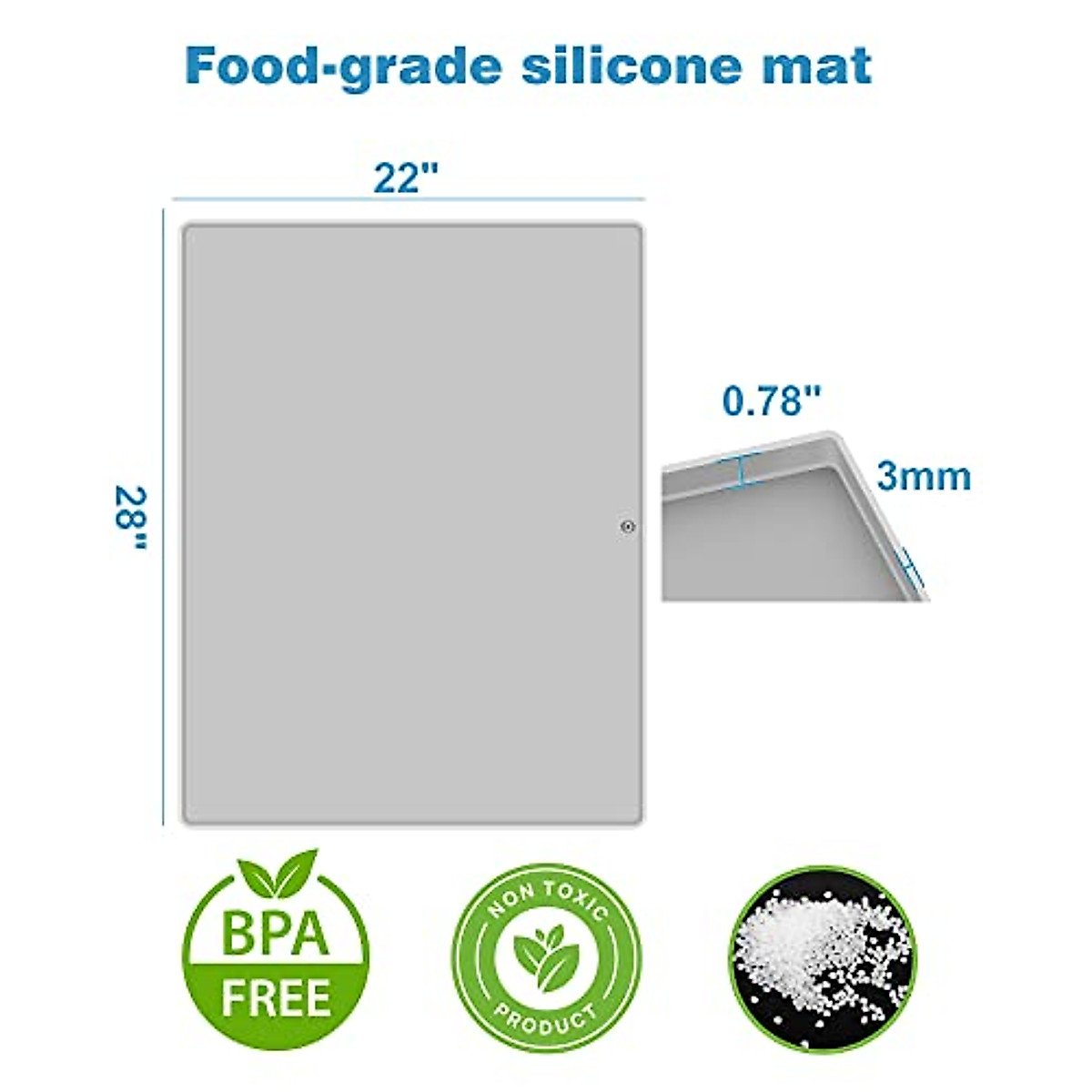 Under Sink Mat Waterproof 28"x22" Kitchen Cabinet Mat - Silicone Under Sink Liner Drip Tray with Drain Hole for The Kitchen, Bath, and Laundry Cabinets