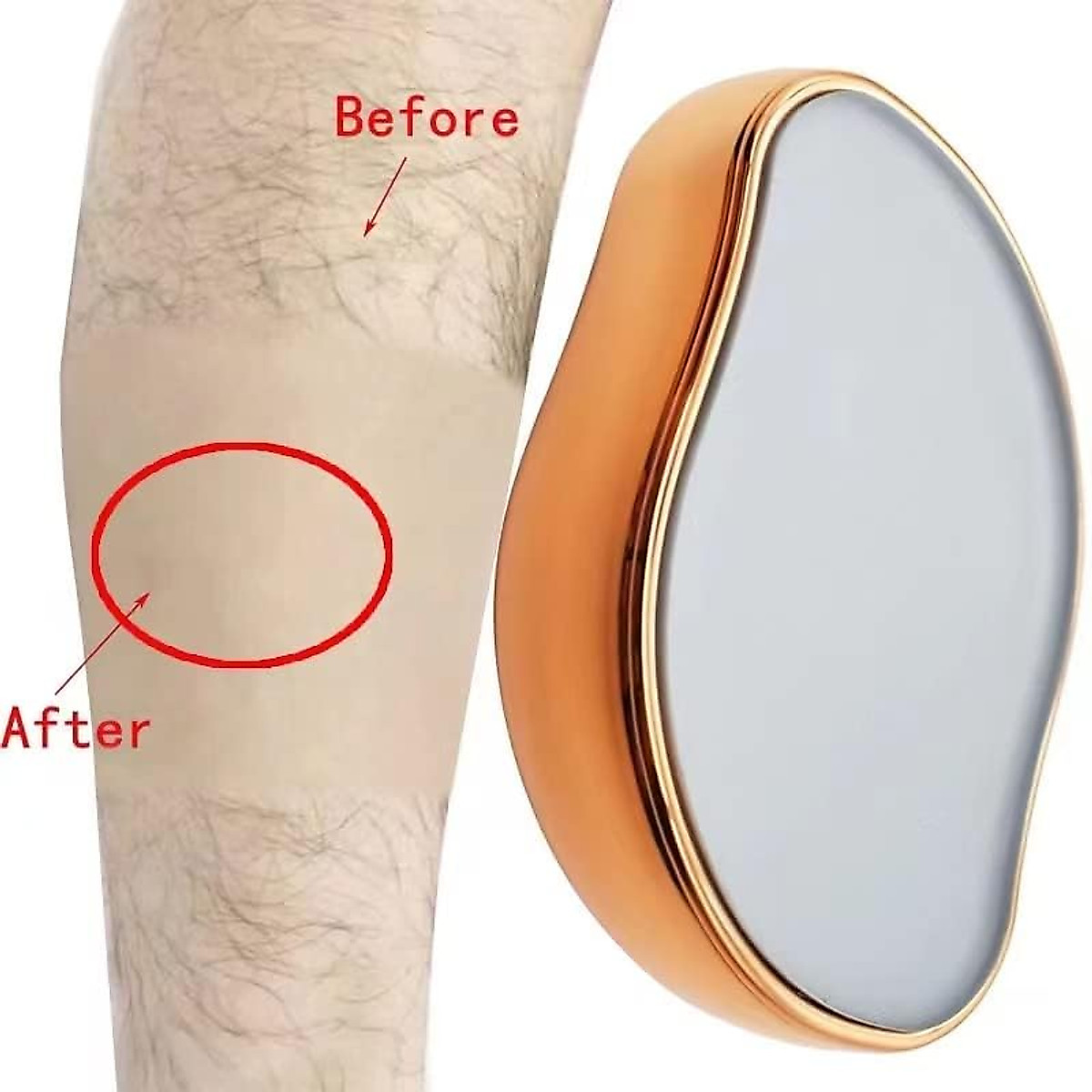 Bleam Crystal Hair Eraser, Crystal Hair Remover for Women and Men, Painless Exfoliation Magic Crystal Hair Remover Crystal Smooth Hair Remover for Legs, Back, Arms(1PC, Rose Gold)