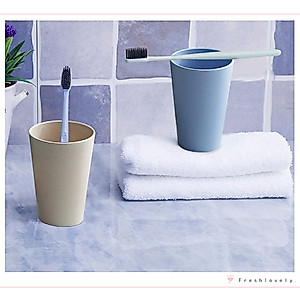 Roucerlin 5PCS Big 20OZ Wheat Straw Cup, Unbreakable Reusable Drinking Cups Water Cup, Stackable Coffee Cup Juice Tumblers, Mug for Coffee, Tea, Water, Milk, Juice (Beige)