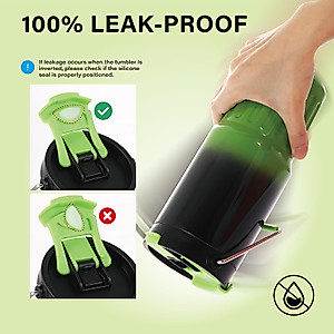 Brwacoz Vacuum Insulated Tumbler with LeakProof Straw Lid and Portable Handle, Reusable Stainless Steel Water Bottle with Non-slip Bottom Pad, Cupholder Friendly Travel Coffee Mug, 28oz, Green