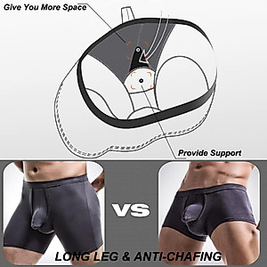 Ouruikia Men's Underwear Boxer Briefs Anti-Chafing Long Leg Mens Boxer Briefs Tagless Boxer Briefs Separate Pouch X-Large Navy/Grey