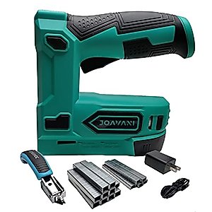JOAVANI Electric Staple Gun, Cordless Stapler for Upholstery, DIY, Craft, and Decoration. Power Brad Staple Nailer for Wood (with 3000pcs Staples, 1x Staple Remover)