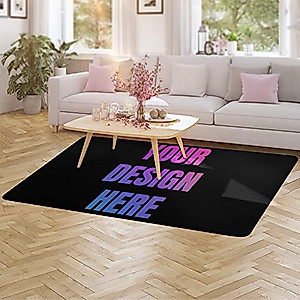 AmaUncle Custom Rug Personalized Add Logo Image Rugs and Mats Pictures for Home Derative Customized Area Rug Bedroom Carpet Print Black, 60 X 40 inch