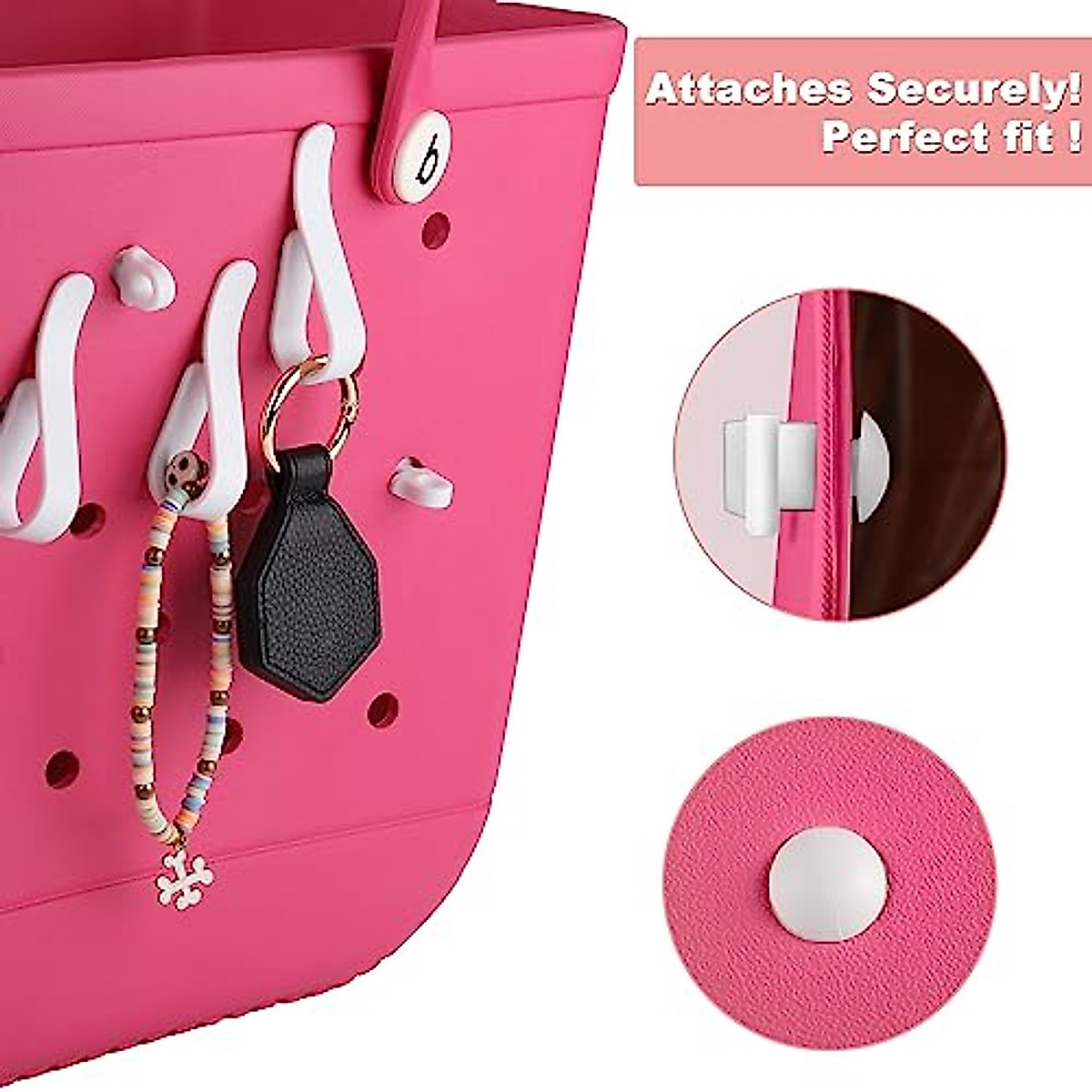 3pcs Hooks for Bogg Bags, White Bag Hooks Accessories Compatible with Bogg Bag Suitable for Keychains Masks Sunglasses Beach Tote Bag Accessories