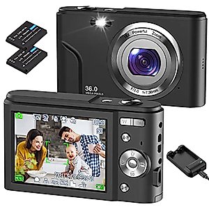Digital Camera, RUAHETIL Autofocus FHD 1080P 36MP Vlogging Camera for Kids, 16X Zoom 2 Charging Modes Kids Compact Camera Point and Shoot Camera for Kids Teens Students（Dark）