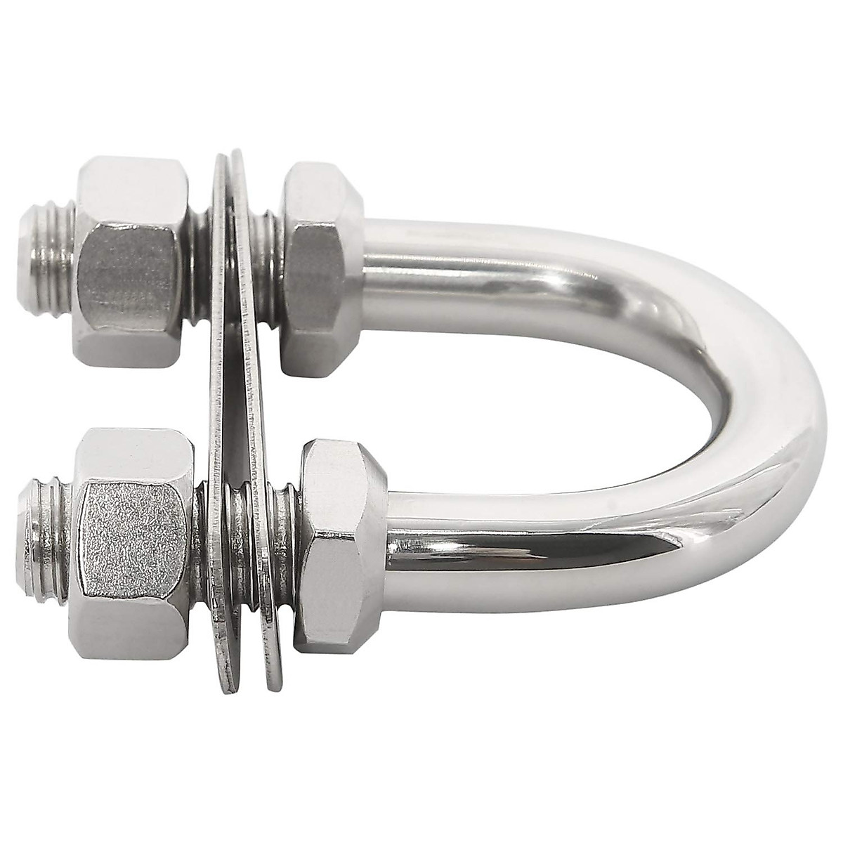 NovelBee 2pcs of Stainless Steel Stern Bow Eye Tie Down U Bolt with Hex Nuts and washers,Stock Dia. 3/7",Thread Length 1-1/4",Overall Length 3"