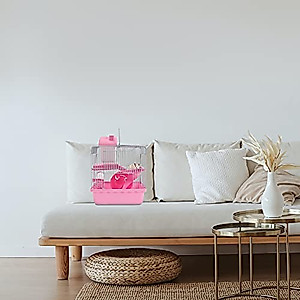 Balacoo Dwarf Hamster Cages Wheel, Animal Cages Dish- Hedgehog Critter Freely Ramps Gerbil Food Castle Double Cage- Luxury Connecting Transparent Mice Nest Large Centre Ladder Chinchilla