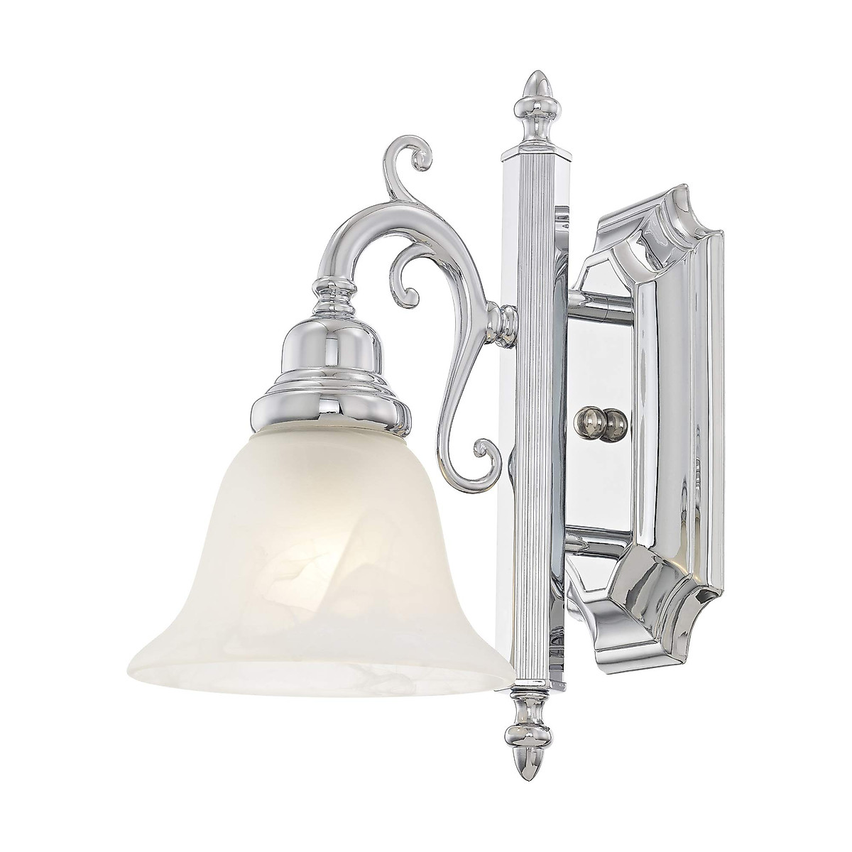 Livex Lighting 1281-05 Bath Vanity with White Alabaster Glass Shades, Chrome