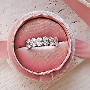 Michooyel S925 Oval Cut Eternity Ring 5x7mm CZ Band Ring Wedding Ring Sterling Silver Rings for Women