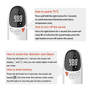 Pet Thermometer for Dog cat Rechargeable Infrared pet Ear Thermometer 1 Second Reading Fast and Accurate Temperature Detection, ℉/℃ Switchable