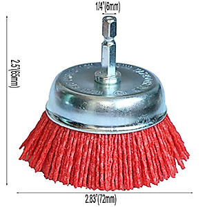 FPPO 3Pcs 3 Inch Assorted Cup Brushes Abrasive Wire Nylon Cup Brush for Drill,Grit 80 120 320 with 1/4" Shank