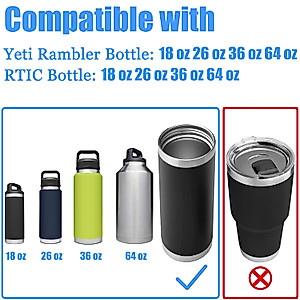 Straw Lids for YETI Rambler Bottle 12 18 26 36 64 oz, Rubber Coated Bite Valve Flexible Handle Lid for Yeti Straw Lid or Chug Cap Top Replacement Water Bottle Accessories