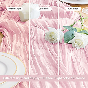 Asee'm Fall Table Runner Cheesecloth 10FT Blushing Pink Boho Gauze Fabric Rustic Sheer Cheese Cloth Runners for Wedding Bridal Shower Party Thanksgiving Decoration