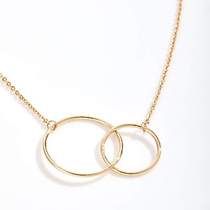 Dear Ava Infinity Interlocking Double Circle Connecting Necklace For Women - Modern Jewelry Pendant Love Gifting Idea for Her with Heartfelt Card - Birthday Gift for Mother and Daughter Gold