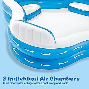 Inflatable Pool Kids for Adult - 90" 90" 26" ,Giant Large Blow up Pool for Indoor Garden Summer Water Party,Kiddie/Adult Small Inflatable Swimming Pools with Seat and Backrest, Above Ground Pool