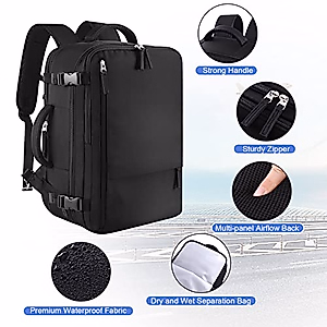 Sinaliy Large Travel Backpack for Women Men, 40L Carry On Backpack, 17 Inch Laptop Waterproof Backpack, College Bookbag, Backpack for Women, as Person Item Flight Approved