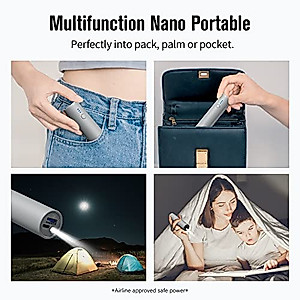 SIXTHGU Mini Portable Charger, 5000mAh Small Power Bank Fast Charging Compact Battery Pack with Flashlight and USB-C (Recharge Only) for iPhone, Samsung and More (Grey)