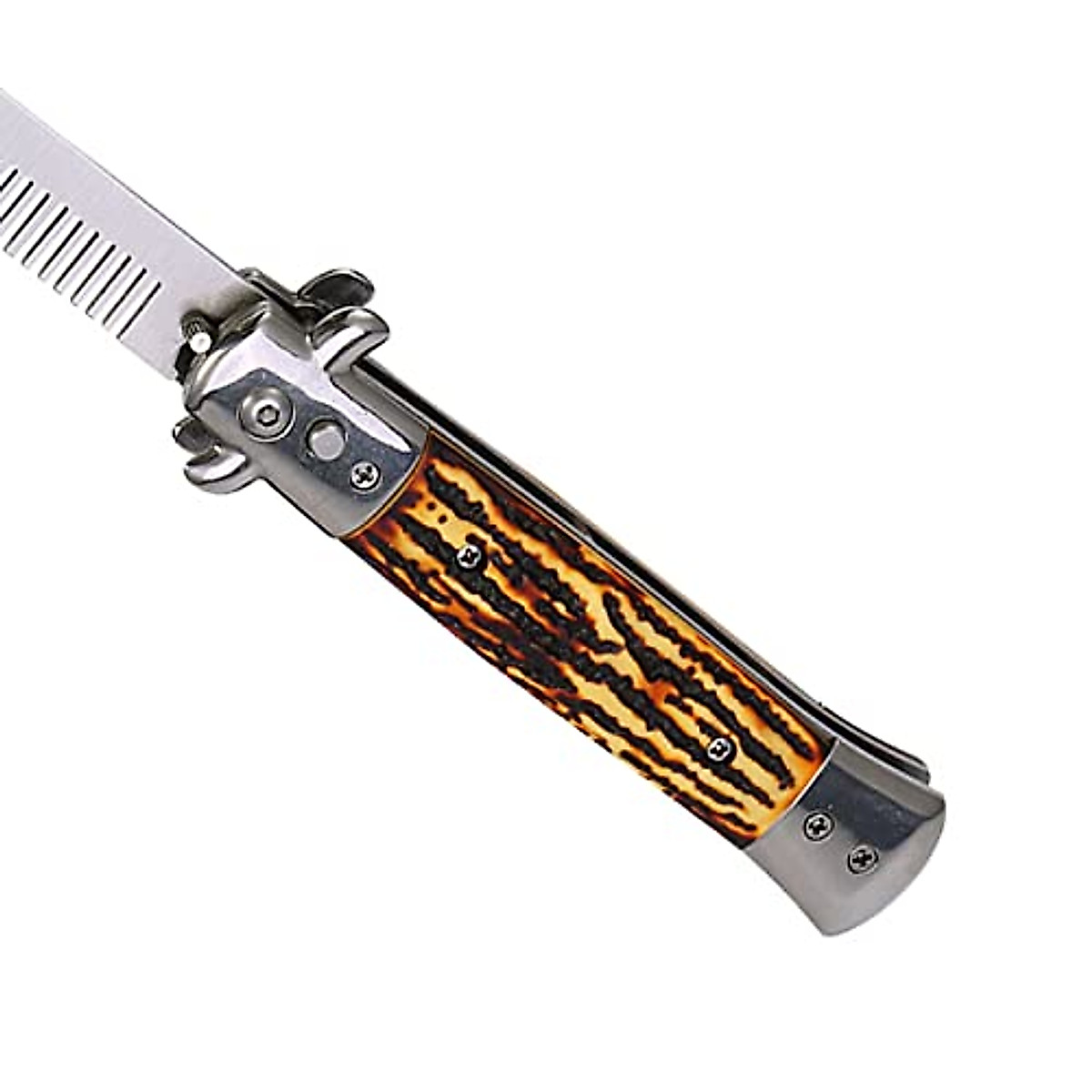 SwitchBlade Comb, Resin Handle Comb Folding Butterfly Comb Training Practice Comb Outdoor Practice Comb for Hair Beard or Mustache, Stocking Stuffers(Imitated bovine bone color)