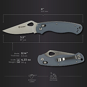 Ganzo G729-GY Folding Pocket Knife 440C Stainless Steel Blade G10 Anti-Slip Handle with Clip Hunting Fishing Camping Folder Outdoor Utility Folding Knife EDC Knife (Grey)