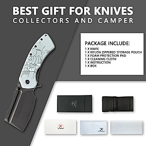 KANSEPT Pocket Knives XL Korvid Cleaver Style, Pocket Knife 3.55'' Black TiCn Coated 154CM Blade Heavy Pocket Folding Knifves with G10 Flag Print Handle EDC Folding Knife T1030B5