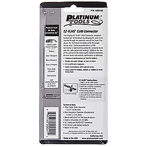 Platinum Tools 100010C EZ-RJ45 Cat 6+ Connectors, Clamshell, 50-Pieces, RED