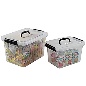 Bblina 2 Packs Clear Storage Boxes with Lids, 12 Quarts & 6 Quarts Plastic Latching Bins Totes