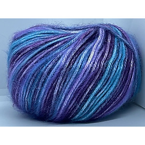 Ice Yarns Picasso 3 Pack - Blues, Lilac, Grape, Purple Yarn Fuzzy with Subtle Sheen Worsted Weight, 3x125 Yards (3x115meters) 3x1.76 Ounces (3x50 Grams)