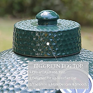 GriAddict Big Green Egg Ceramic Chimney Rain Cap, Big Green Egg Grill Top Vent Replacement Parts - Great for Medium, Large, XLarge Green Egg Accessories, Top Damper for Easy Grasp and Anti-Hot