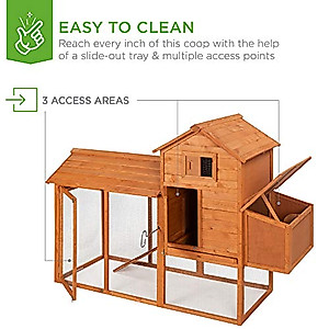 Best Choice Products 80in Outdoor Wooden Chicken Coop Multi-Level Hen House, Poultry Cage w/Ramps, Run, Nesting Box, Wire Fence, 3 Access Areas
