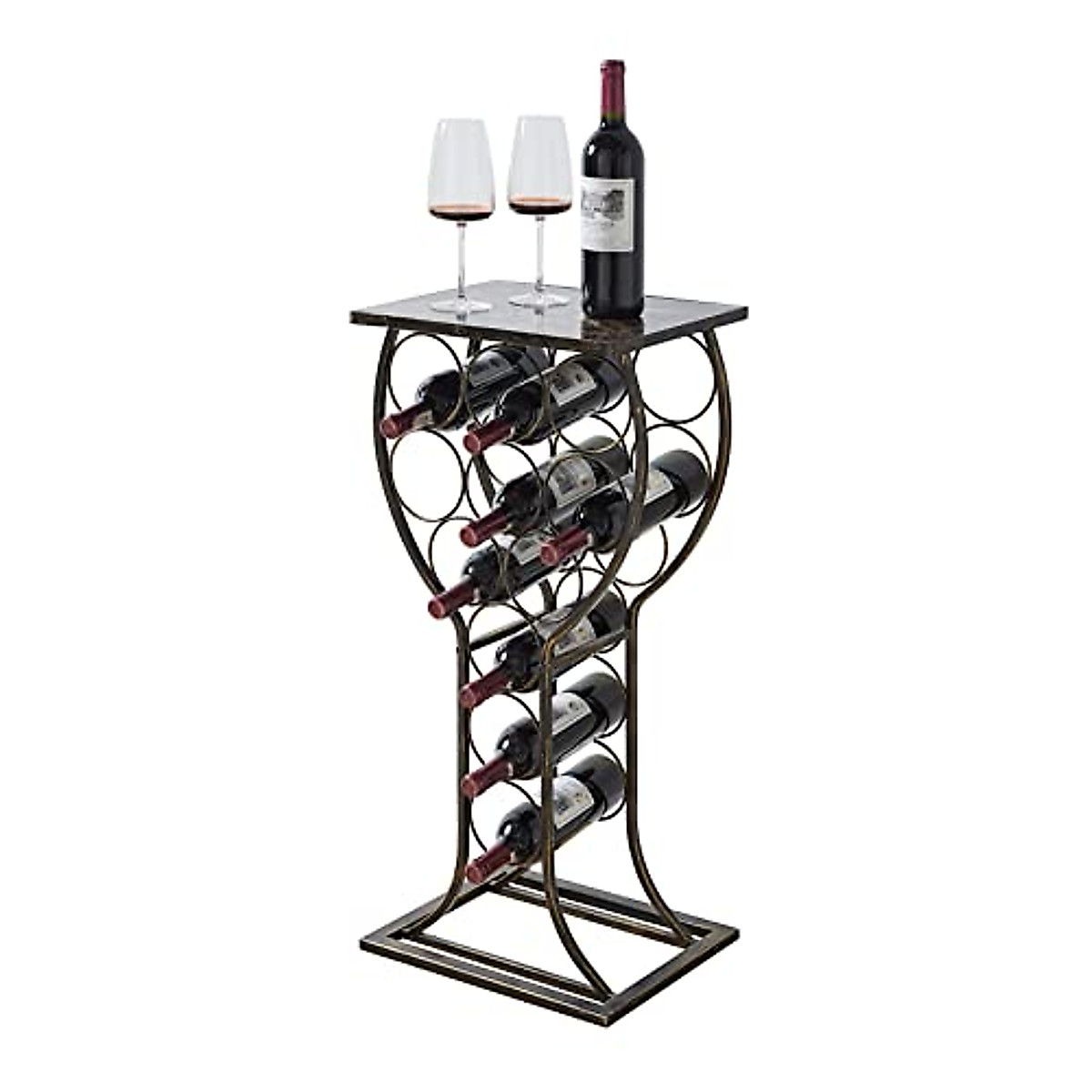 Kings Brand Furniture - Freestanding Wine Rack Stand Storage & Display Holder - Holds 11 Bottles, Brushed Gold Finish
