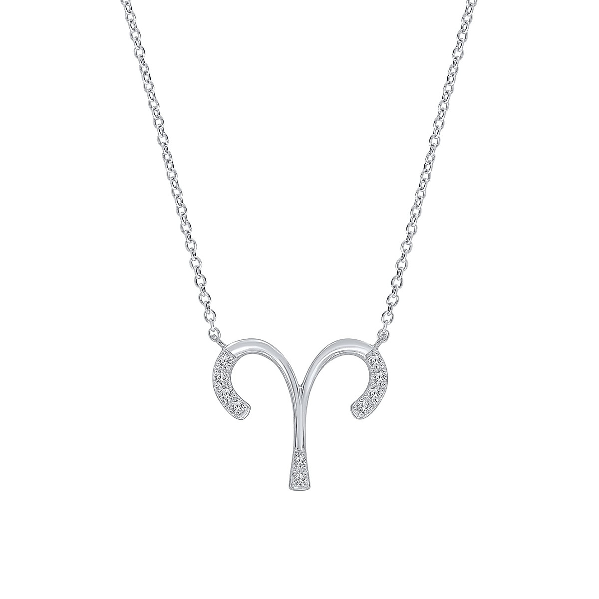 Elmas Jewelry 1/10ct Round White Diamond 925 Sterling Silver Horoscope Zodiac Aries Pendant for Women