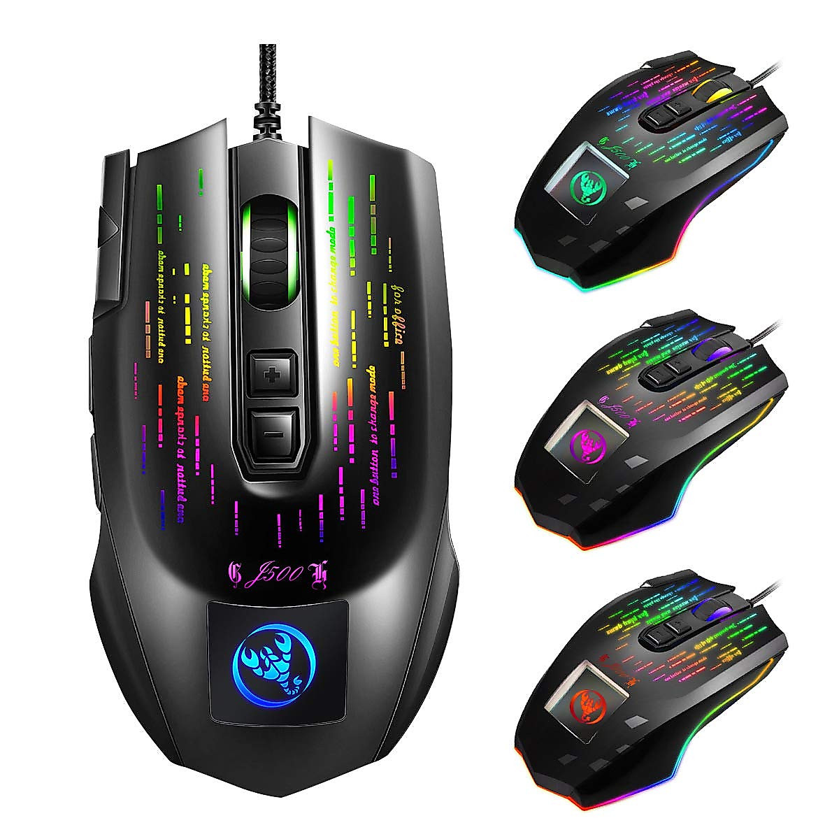 iFCOW Gaming Mouse with Screen Display 6400DPI RGB Backlight USB Game Mouse for Desktop Laptop PC