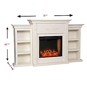 SEI Furniture Tennyson Electric Bookcases Fireplace, Ivory