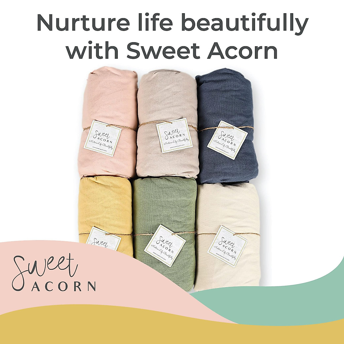 Sweet Acorn Fitted Crib Sheets - Organic Cotton Jersey Knit Crib Beddings - Fits Standard Baby Crib Mattress - 9" x 28" x 52" - Dahlia Pink
