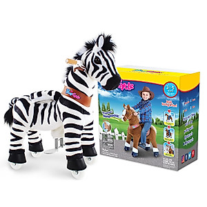 PonyCycle Official 2019 New U Series Ride on Horse Toy Plush Walking Animal Zebra Size 3 for Age 3-5 Ux368