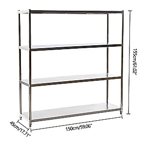 DYRABREST Stainless Steel Shelving Adjustable Shelf Storage Unit Stainless Steel Heavy Duty Shelving for Kitchen Commercial Office Garage Storage