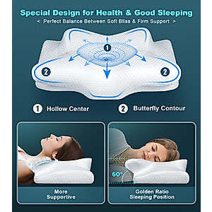 Emircey Adjustable Cervical Pillow for Neck and Shoulder Pain Relief, 3X Plus Support Hollow Contour Memory Foam for Sleeping, Odorless Orthopedic Bed Pillows for Side, Back, Stomach Sleeper