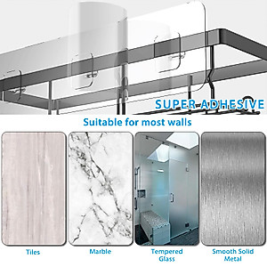 Moforoco 3-Pack Shower Caddy Basket Shelf with Soap Holder, No Drilling Traceless Adhesive Shower Wall Shelves, Rustproof Black Bathroom Shower Storage Organizer…