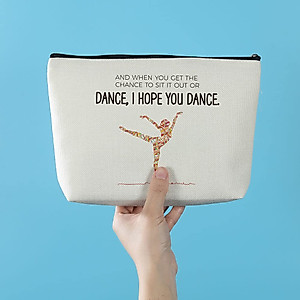 Inspirational Makeup Bag Dance Gifts Dancer Gifts Dance Recital Gifts for Girls Ballet Dancing Gift Dance Teacher Gifts for Women Teens Dance Lovers Student I Hope You Dance Toiletry Bag Cosmetic Bag
